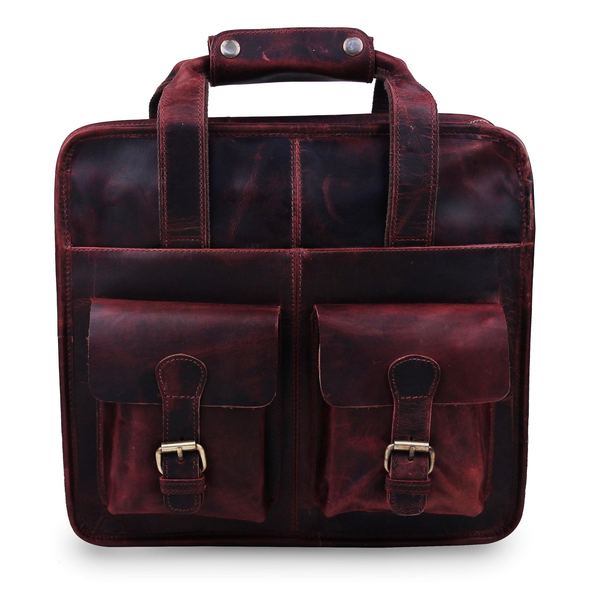 The 14 Inch Buffalo Leather Briefcase Leather satchel Bag for mens ...