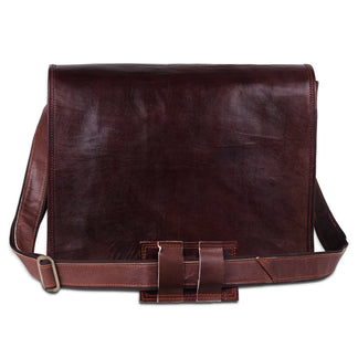 Genuine Leather Unisex Satchel Messenger Briefcase Office Shoulder Bag ...