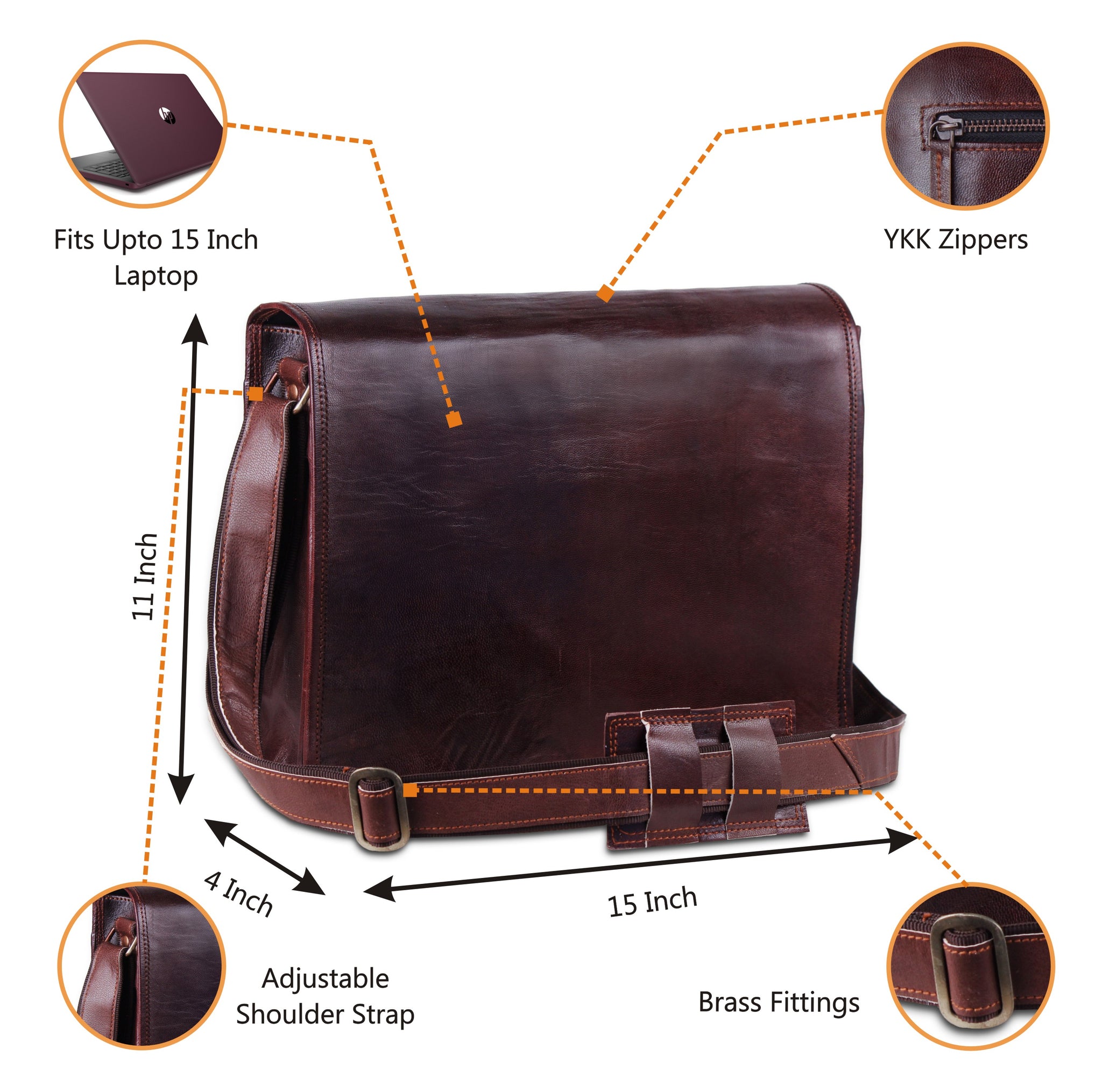 Genuine Leather Unisex Satchel Messenger Briefcase Office Shoulder Bag ...